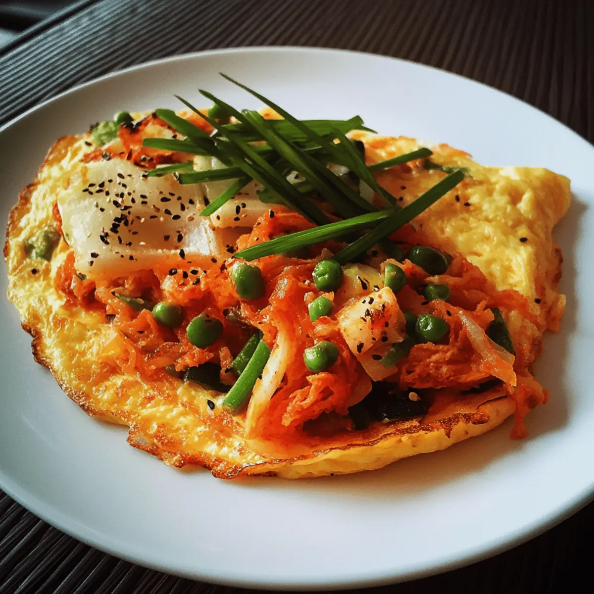 Easy Irresistible Crispy Korean Kimchi & Veggie Omelette